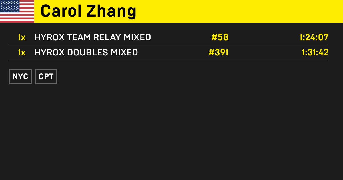 Carol Zhang, HYROX OPEN athlete