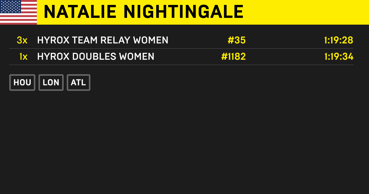 NATALIE NIGHTINGALE, HYROX OPEN athlete